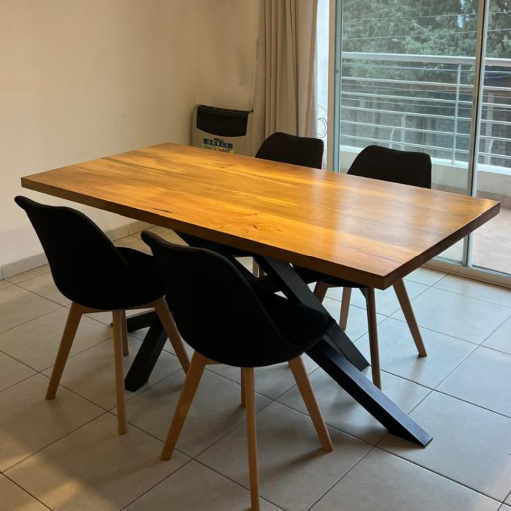 Mesa Comedor Isola Bella Madera Maciza Zoita y Hierro - Disegnimobili